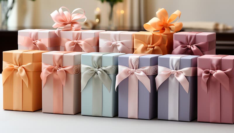 A Stack of Wrapped Gift Boxes in Various Colors Generated by AI Stock ...