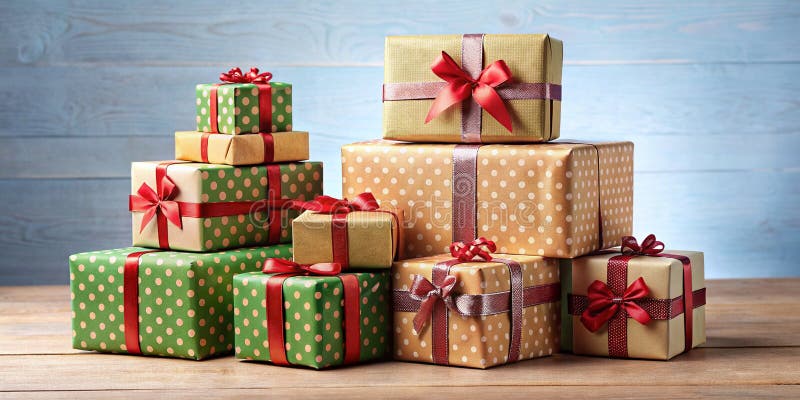 Stack of Wrapped Gift Boxes in Various Sizes AI-Generated Content Stock ...