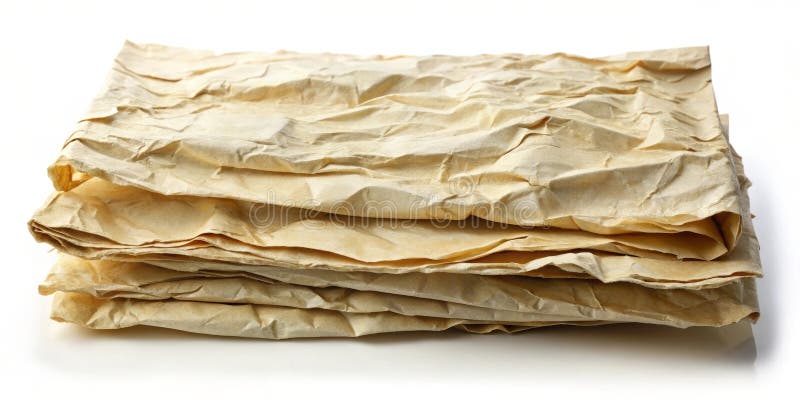 A Stack of Wrinkled and Aged Brown Paper Sheets, Ideal for Vintage or ...