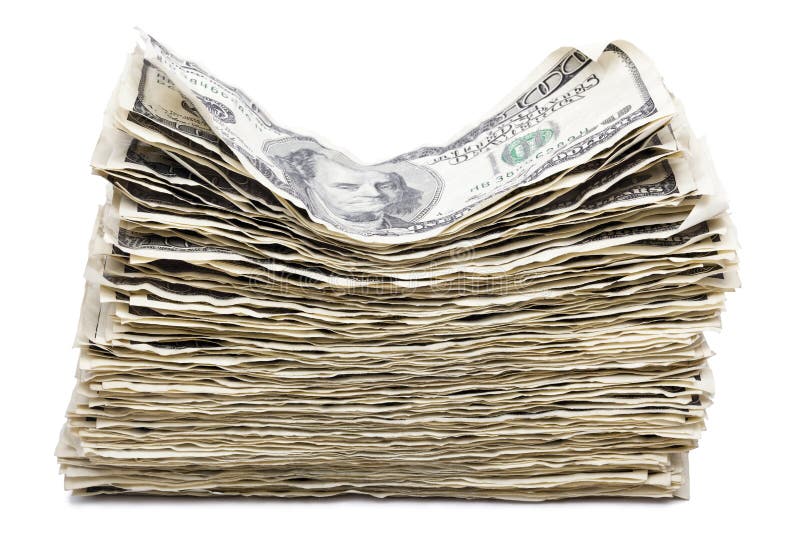 Isolated Wrinkled 100 US$ Bills Stack Stock Image - Image of dollars ...