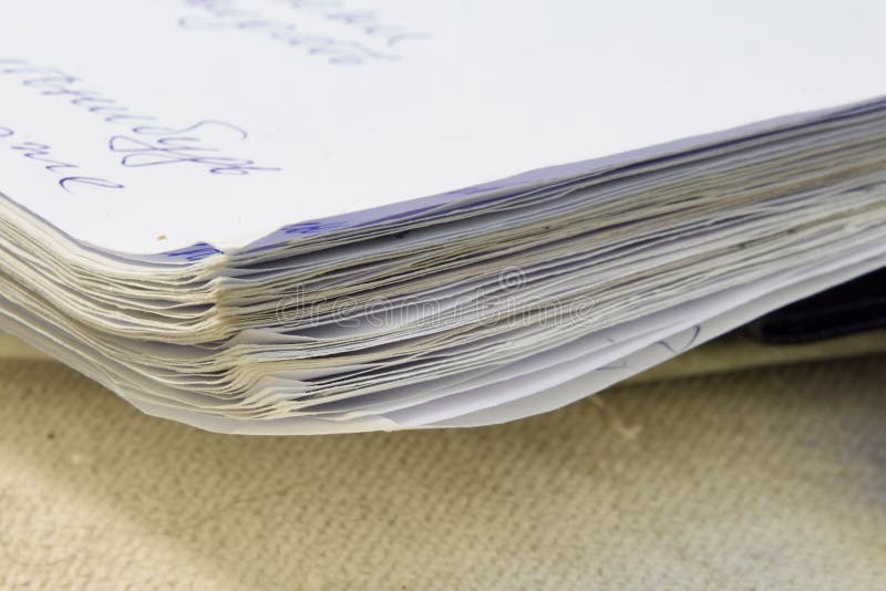 A Stack of Written Paper, a Manuscript Stock Image - Image of writing ...