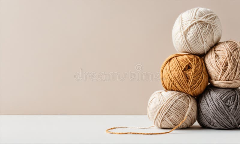 Yarn Balls Stacked in a Pyramid Shape on a White Surface Stock ...