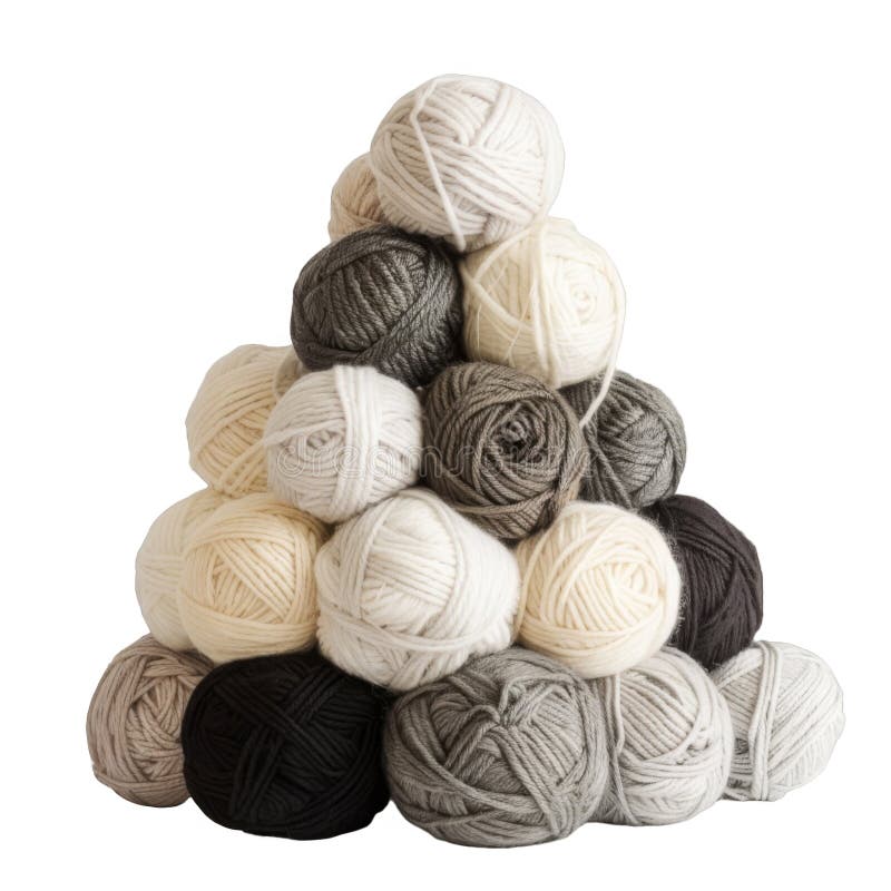 Stack of Yarn Balls in Various Shades of White, Gray, and Black Stock ...