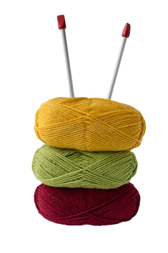 Stack of Yarn with Knitting Needles Stock Photo - Image of multi ...