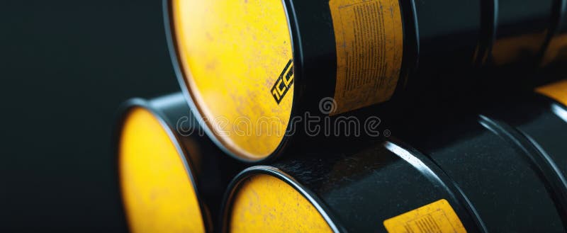 The Stack of Yellow and Black Industrial Barrels on a Dark Background ...