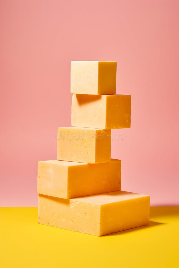 Stack of Yellow Blocks of Cheese on Yellow Surface. Generative AI Stock ...