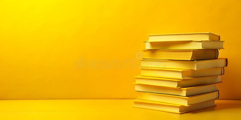 Stack of Yellow Books on Yellow Background Education Concept AI ...