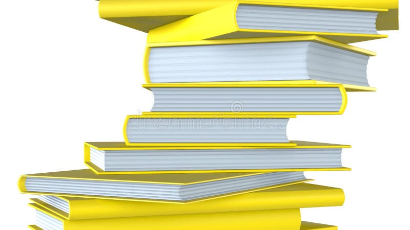 Stack of Yellow Books Isolated on White Background. Stock Footage ...