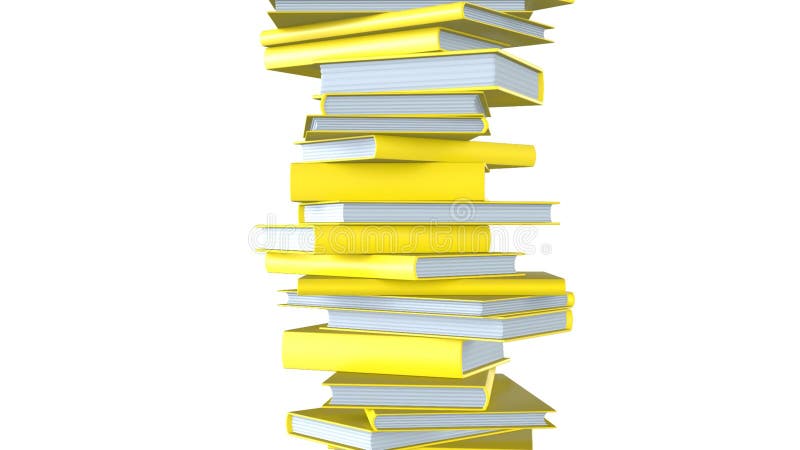 Stack of Yellow Books Isolated on White Background. Stock Footage ...
