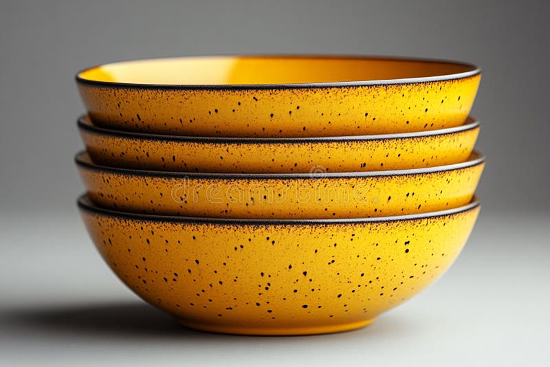 Stack of Yellow Bowls on a White Background. Image is Generated Using ...