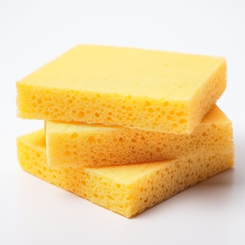 Stack of Yellow Cleaning Sponges on White Background Stock Illustration ...