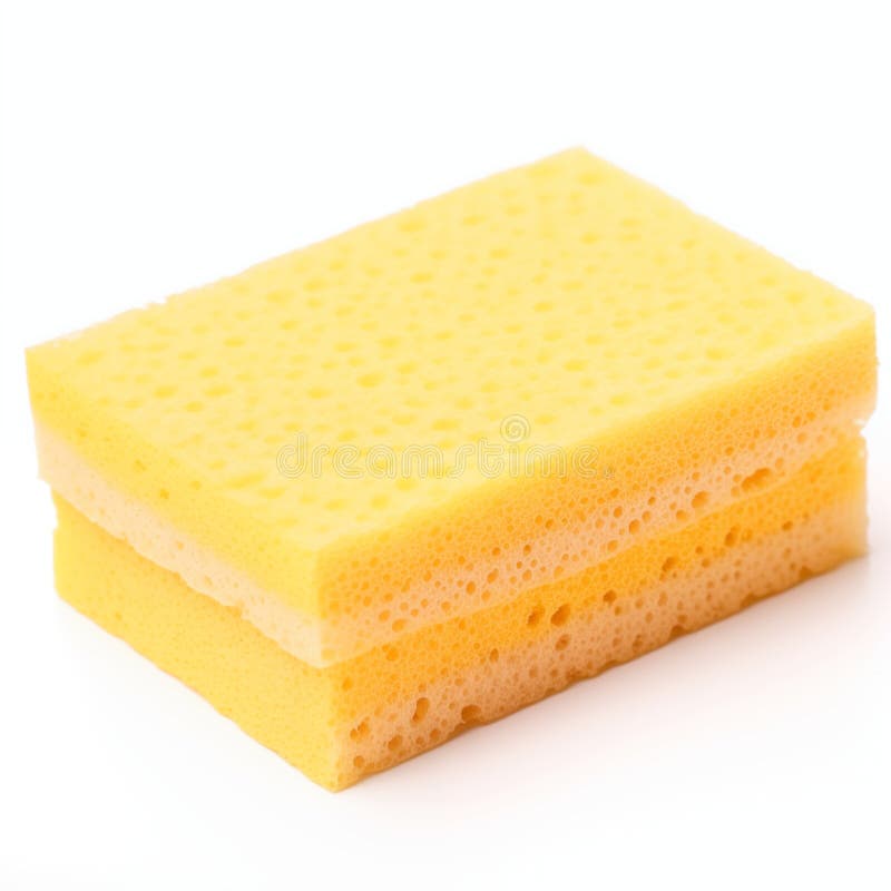 Stack of Yellow Cleaning Sponges on White Background Stock Illustration ...