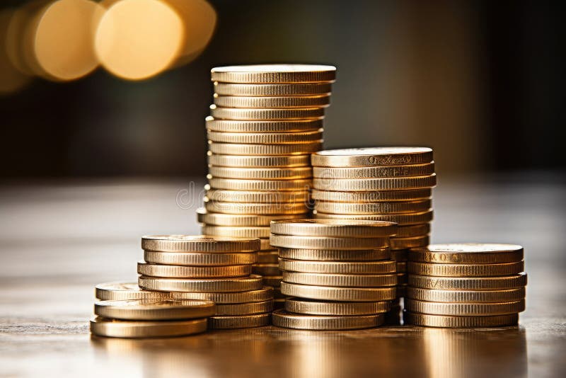 Stack of Yellow Coins, Background with Copies, Black Background Stock ...