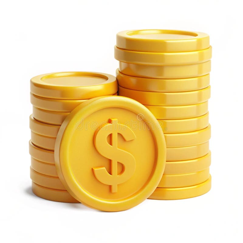Stack of Yellow Coins with Dollar Symbol 3D Icon Stock Illustration ...
