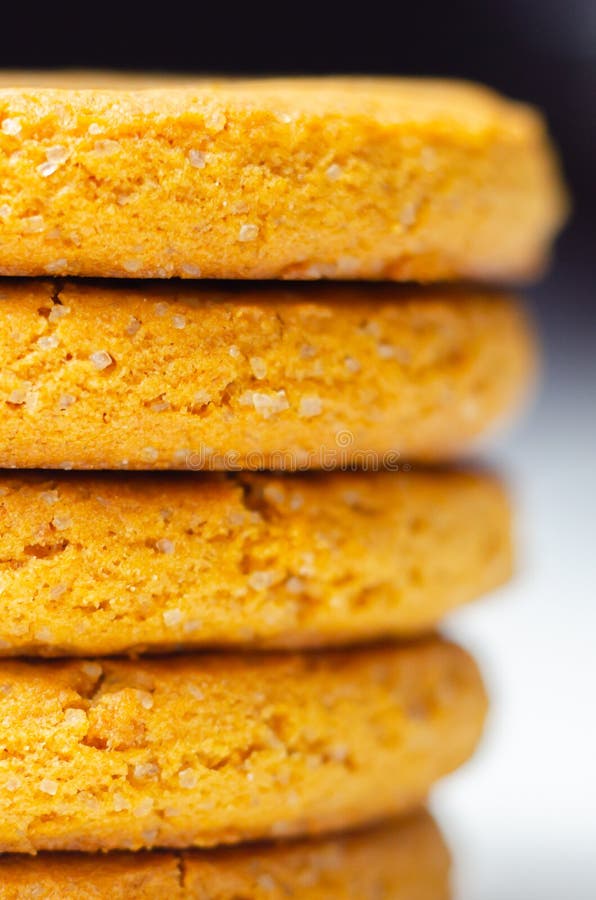 A Stack of Yellow Cookies with a White Background Stock Image - Image ...