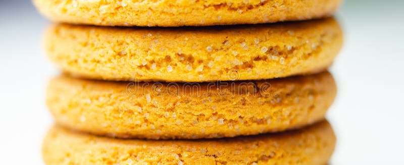 A Stack of Yellow Cookies with a White Background Stock Image - Image ...