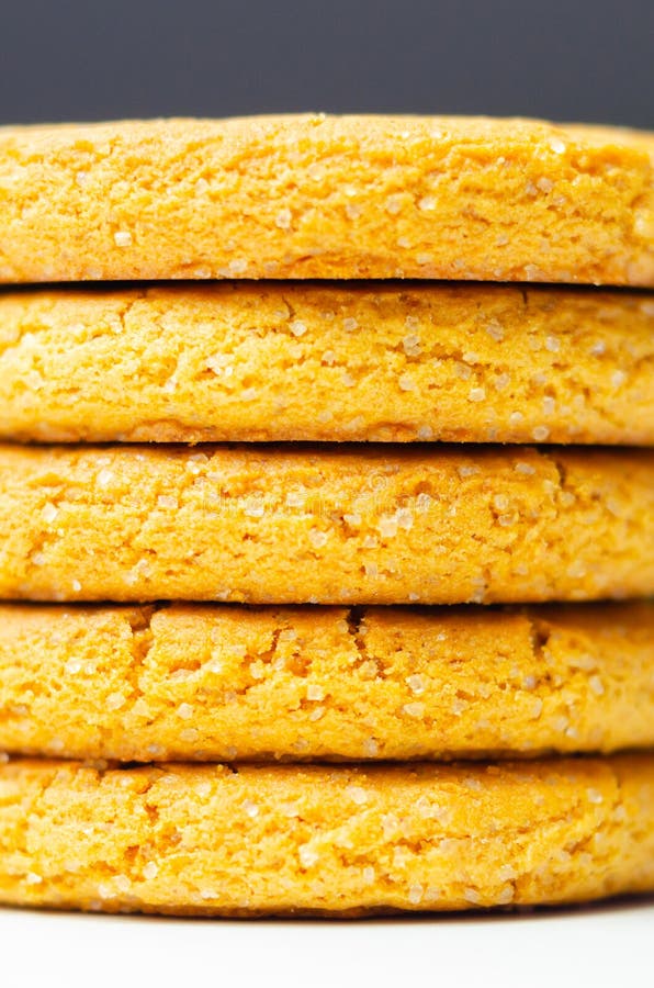 A Stack of Yellow Cookies with a White Background Stock Image - Image ...