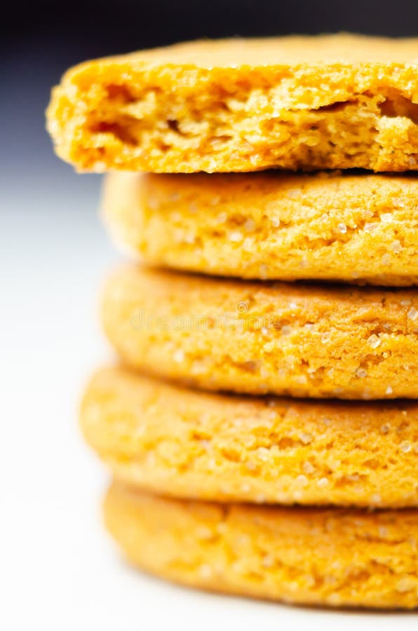 A Stack of Yellow Cookies with a White Background Stock Image - Image ...