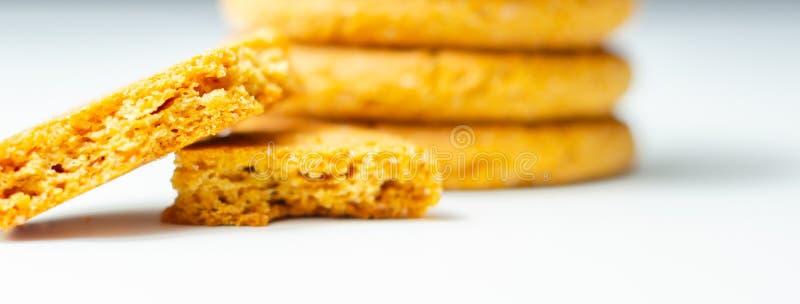A Stack of Yellow Cookies with a White Background Stock Photo - Image ...