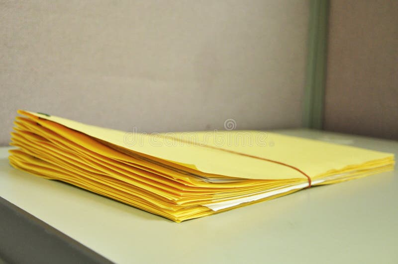 Yellow Folders With Paper Documents Stock Image - Image of data ...