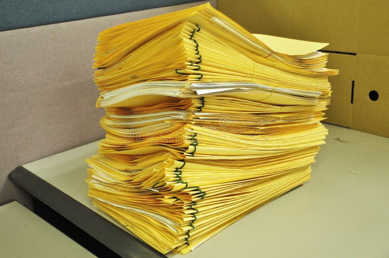 Stack of Yellow Folders on the Table Stock Image - Image of organized ...