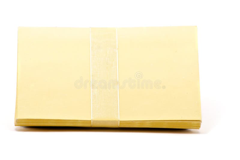 Stack of Yellow Greeting Cards with Ribbon Stock Photo - Image of ...