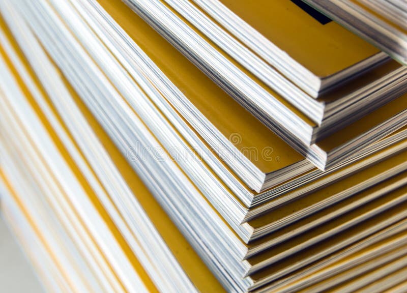 Stack of Yellow Monthly Magazine Stock Image - Image of journalism ...