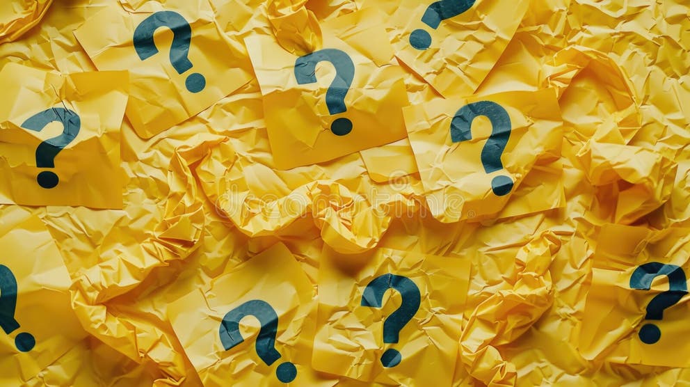 Stack of Yellow Paper with Question Marks, Suitable for Business ...