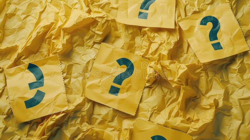 Stack of Yellow Paper with Question Marks, Suitable for Business or ...