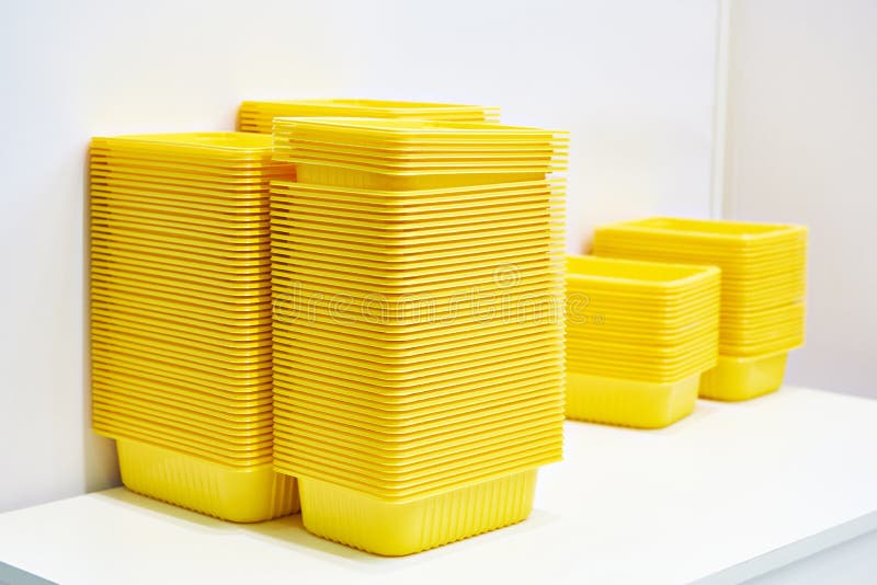 Yellow Plastic Food Containers Stock Photo - Image of product, plastic ...