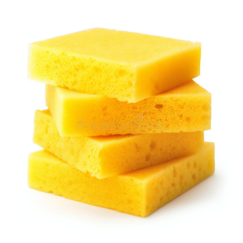 Stack of Yellow Sponges Isolated on White Background Stock Illustration ...