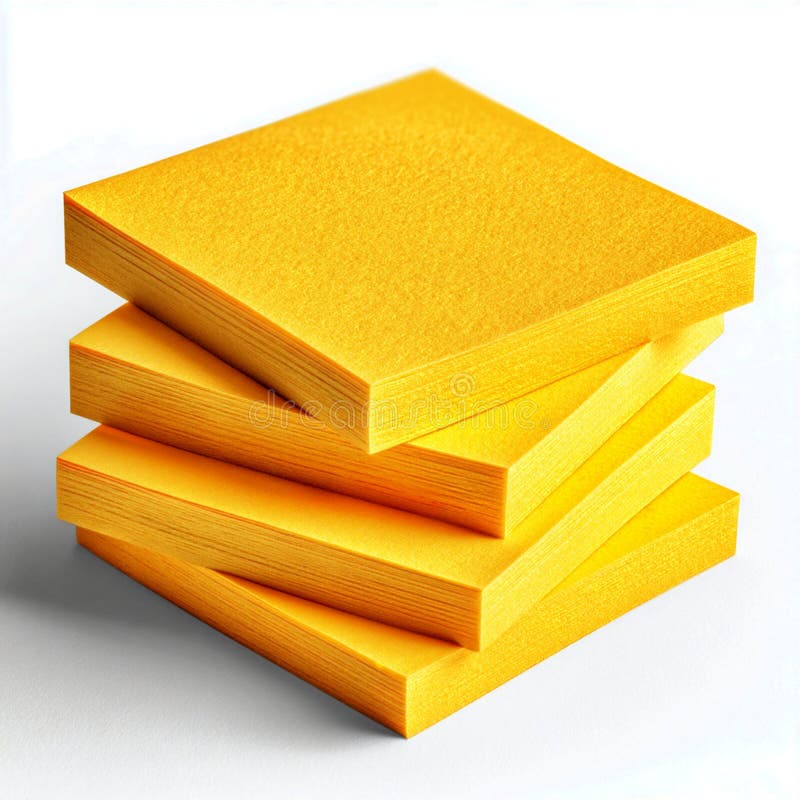 A Stack of Yellow Square Paper Notes on a Plain Background Stock ...