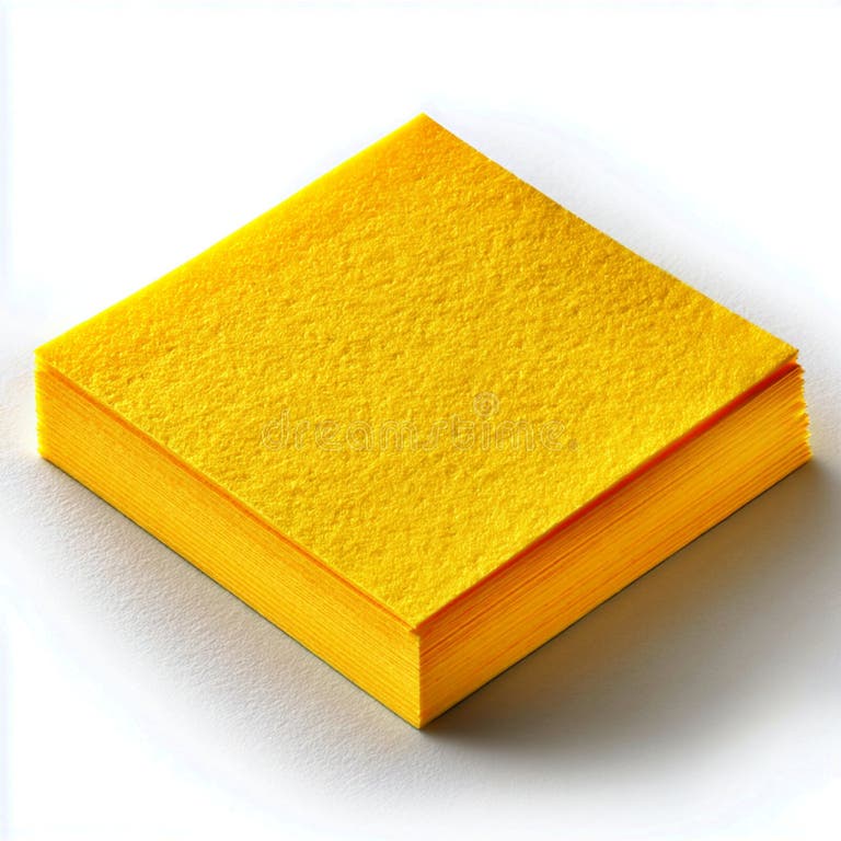 A Stack of Yellow Square Paper Sheets on a White Surface View Stock ...