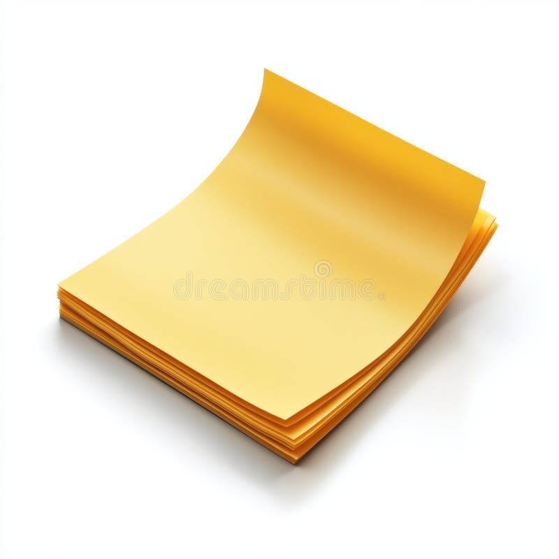 Stack of Yellow Sticky Notes with Curled Corner on White Background ...