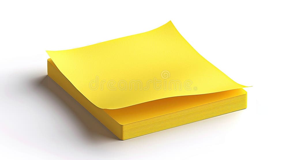 A Stack of Yellow Sticky Notes with One Note Peeled Back on a White ...