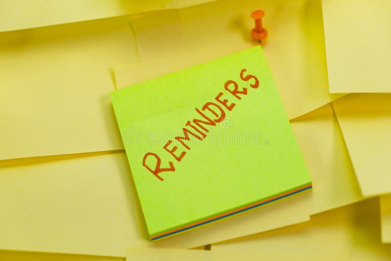 Stack of Yellow Sticky Notes with Reminders Stock Image - Image of ...