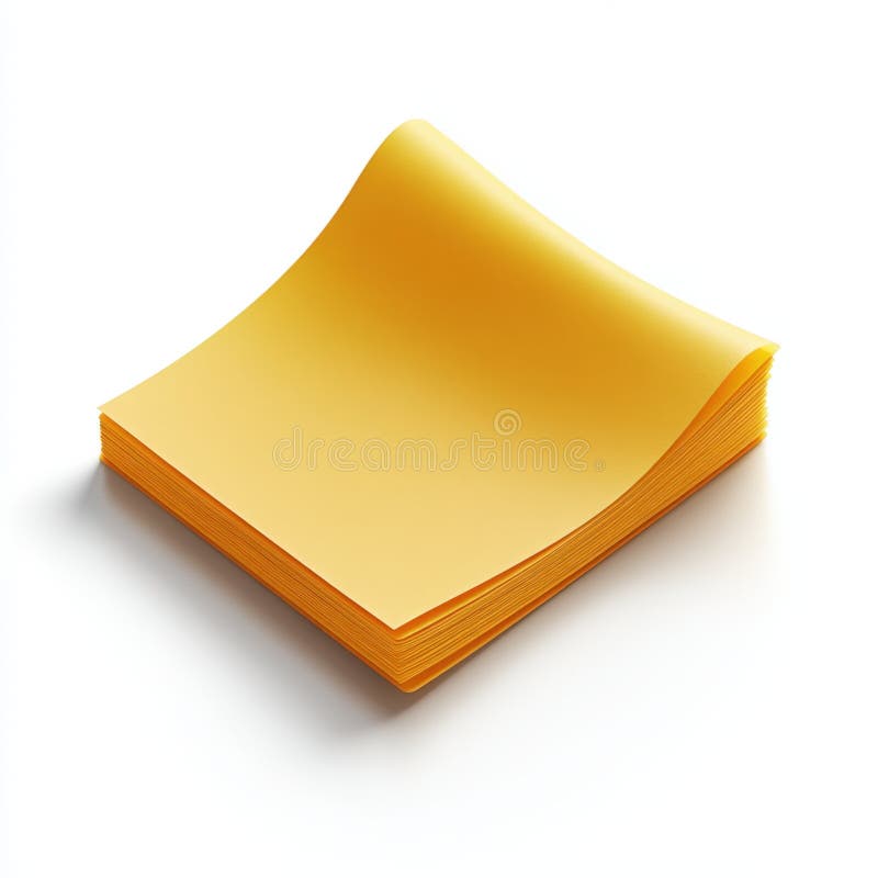 Stack of Yellow Sticky Notes with a Single Upturned Page on a White ...