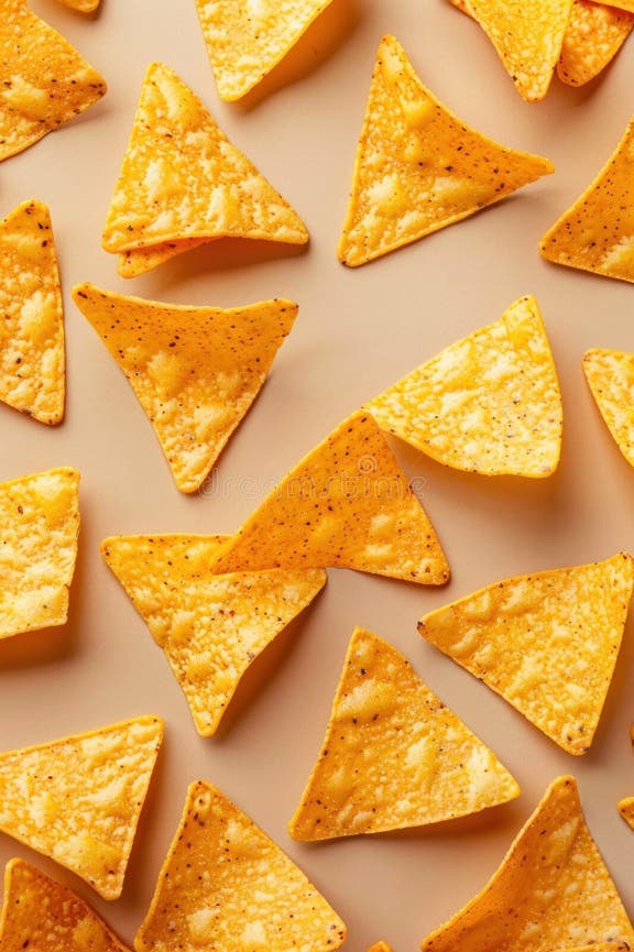 A Stack of Yellow Triangular Corn Tortilla Chips Neatly Arranged on Top ...