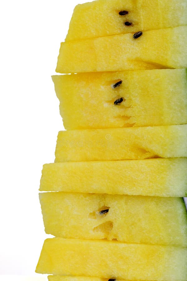 Stack of Yellow Watermelon Slices Stock Photo - Image of food, isolated: 40377504