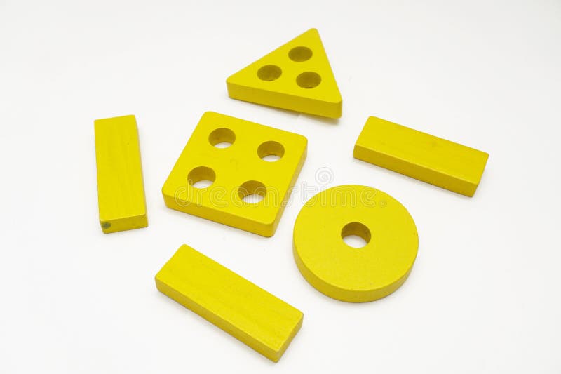 Stack of Yellow Wooden Block Toys on White, Educational Creative Fun ...