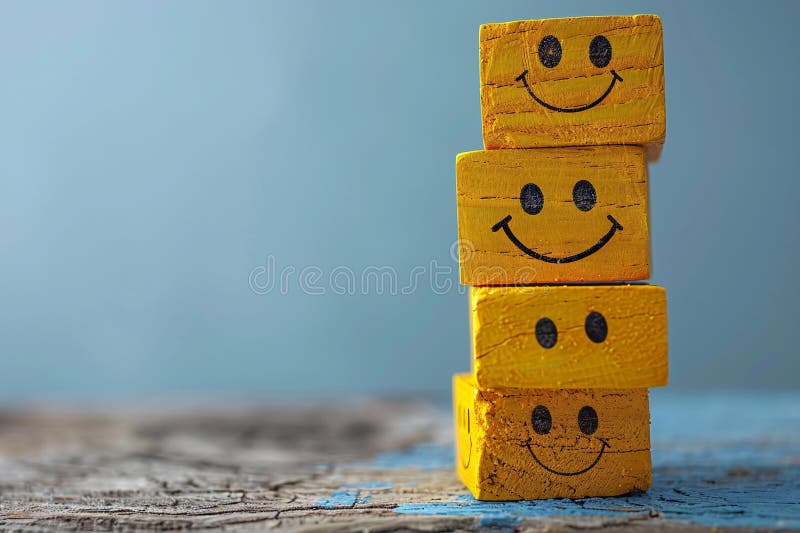 A Stack of Yellow Wooden Blocks with Happy Smiling Faces on Them ...