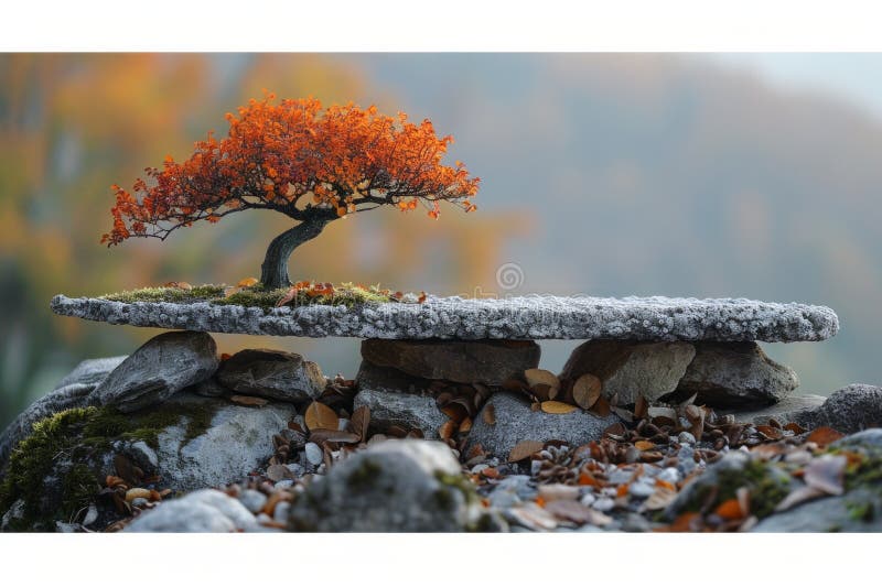 Stack of Zen Stones and Miniature Tree, Relax , Balance Concept Stock ...