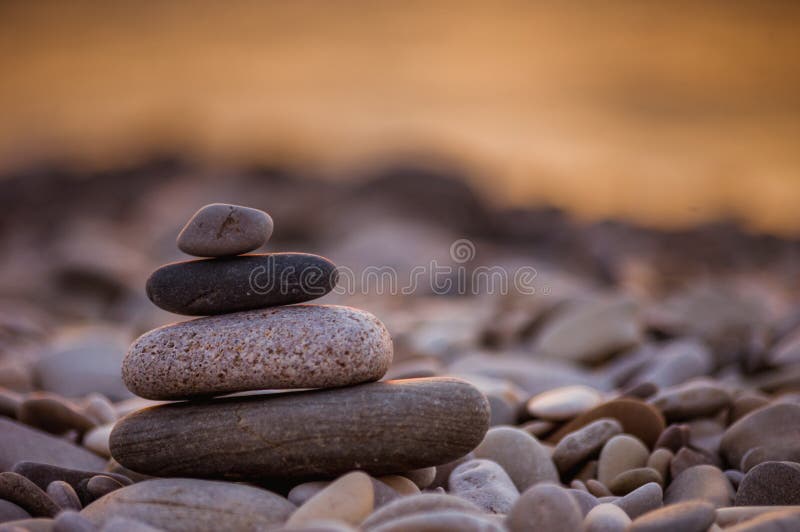 Stack of Zen Stones on Pebble Beach Stock Image - Image of natural ...