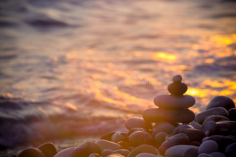 Stack of Zen Stones on Pebble Beach Stock Photo - Image of coast ...