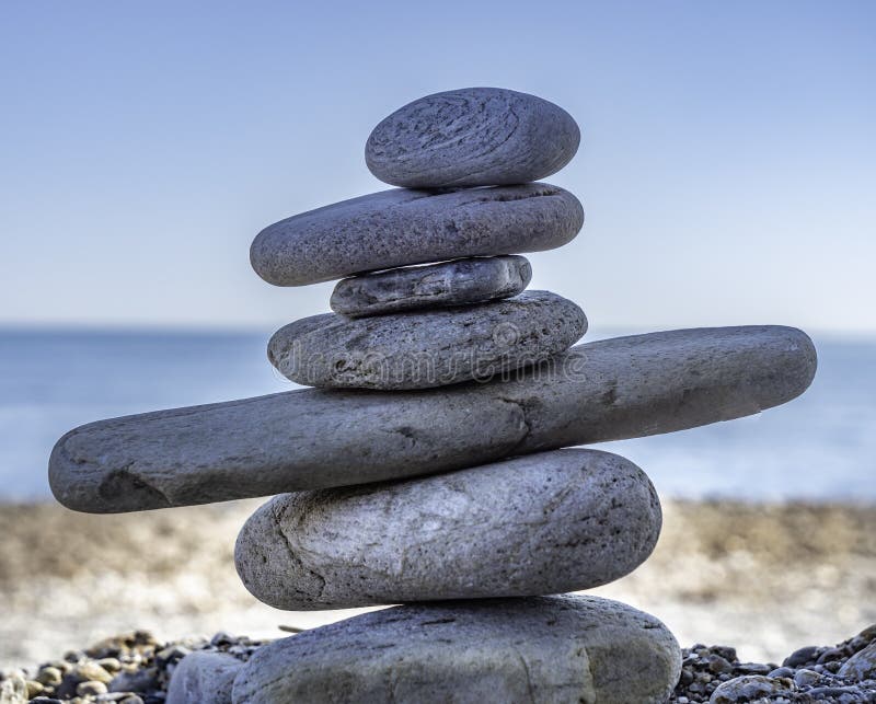 Stack of Zen Stones on Pebble Beach Stock Photo - Image of mountain ...