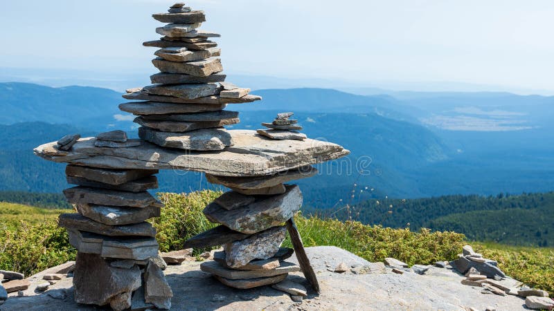 Stack of Zen Stones on a Top of a Mountain Stock Photo - Image of ...