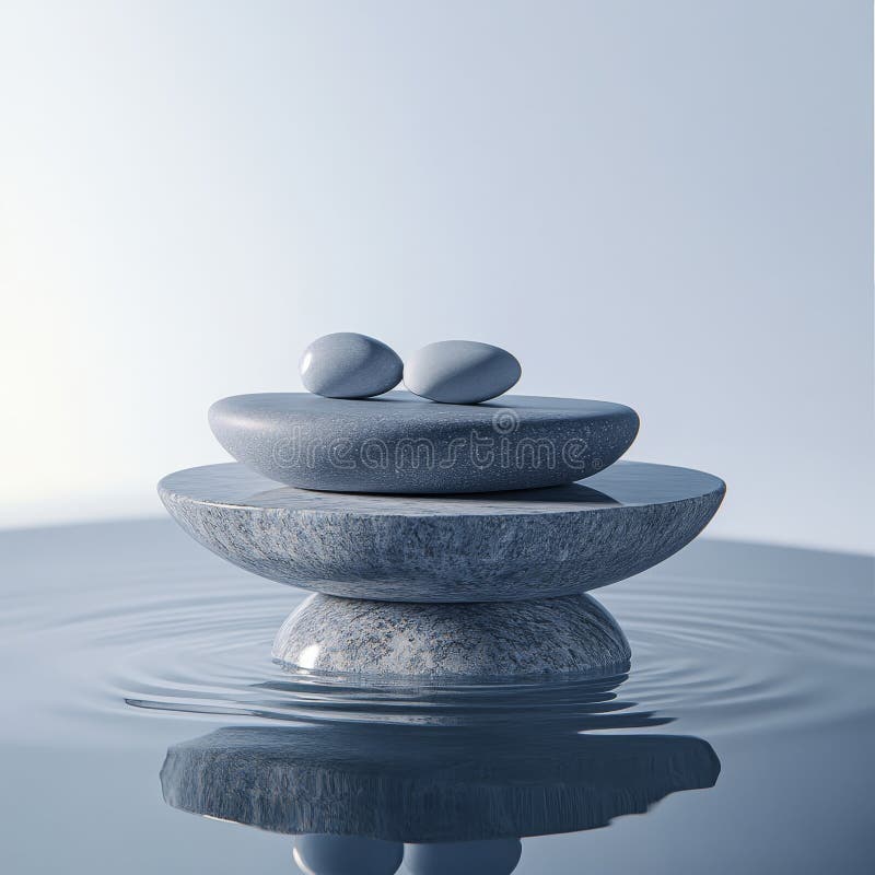 Stack of Zen Stones on Water Surface, 3d Illustration. Stock ...
