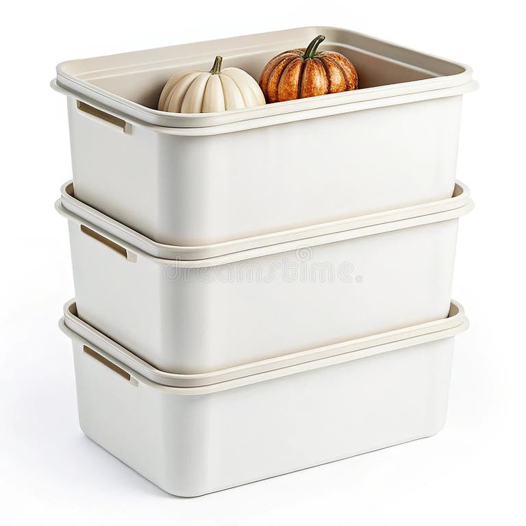 Stackable Bin with Lid for Organizing Seasonal Decor Items Isolated on ...