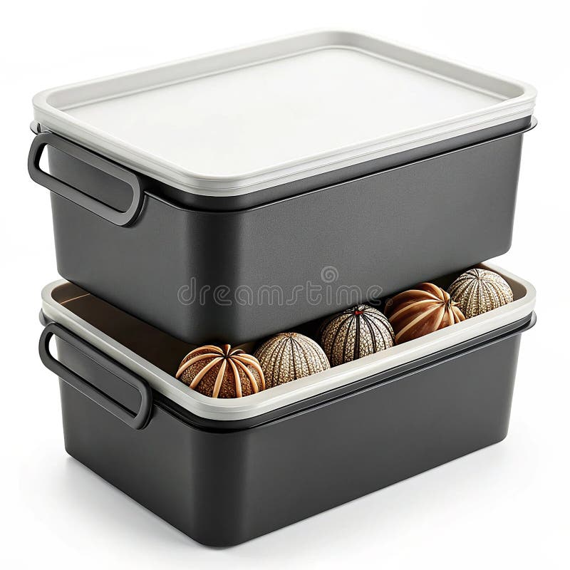 Stackable Bin with Lid for Organizing Seasonal Decor Items Isolated on ...
