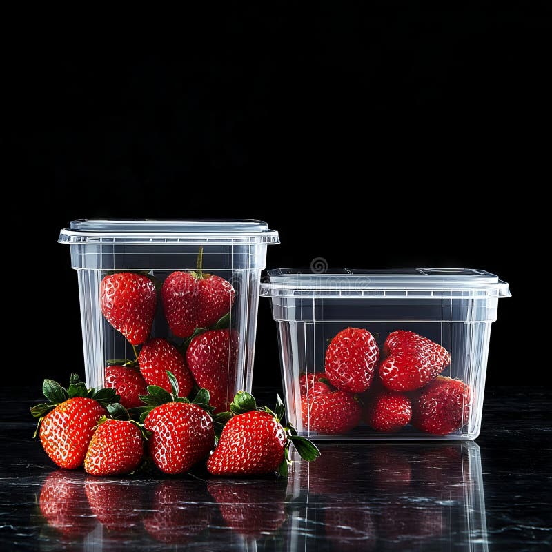 Stackable Clear Plastic Rectangular Food Storage Containers Stock Photo ...